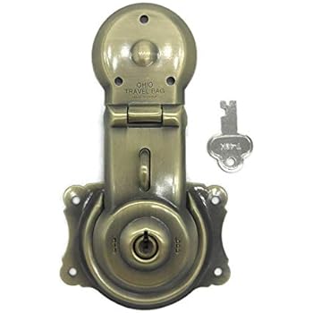 Antique Brass Trunk Lock with Keys - Patina Chest Steamer Old Spring ...