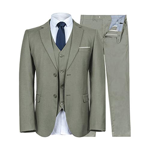 WULFUL Men's Suit Slim Fit 3 Piece Suit Blazer Two Button Tuxedo ...
