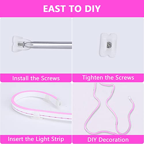 Lamomo LED Neon Flex, 16.4ft/5m Pink Neon Light Strip, 12V Flexible ...