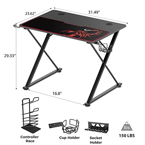 EUREKA ERGONOMIC Gaming Desk 31 Inch,Small Gaming Table for Kids, X ...