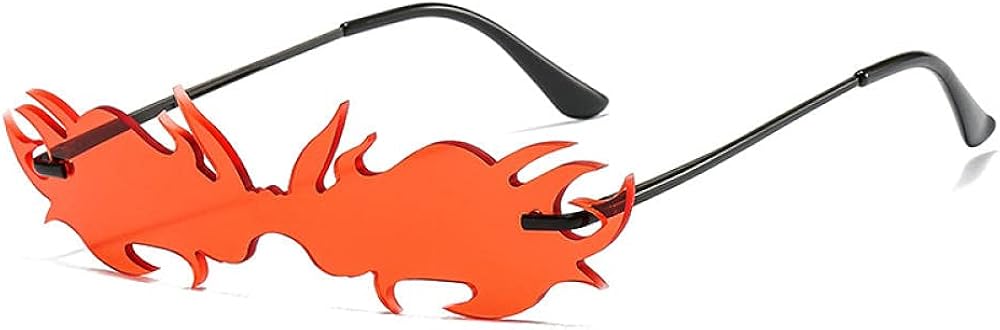 Fashion Unique Fire Flame Sunglasses Woman Vintage Rimless Clear Ocean ...