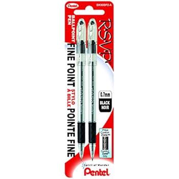 Pentel RSVP Ballpoint Pen, 0.7mm Fine Point, Black Ink, Box of 12 ...