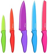 nuovva Kitchen Knife Set with Colour Coding 5 Piece Coloured Knives Set ...
