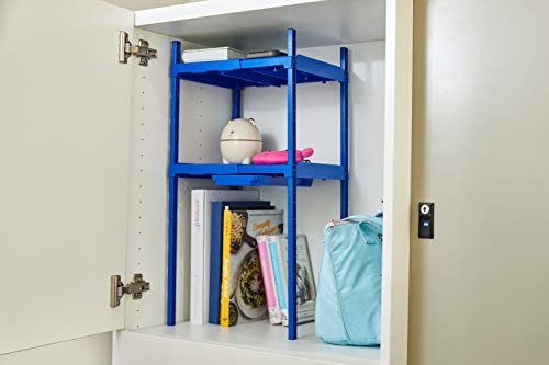 LockerMate, Blue Double Shelf, Adjustable Width And Height To Fit Most ...