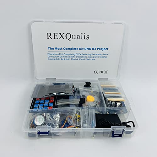 REXQualis 300 Pcs Electronics Basic Teaching Kit, with tutorials and UNO R3, Compatible with ...