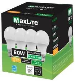 Maxlite 9.5 Watt (60 Watt Equivalent) Soft White LED Non-Dimmable 2700K ...