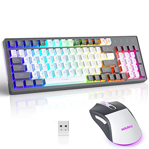 CK98 Wireless Gaming Keyboard and Mouse Combo,Rechargeable RGB Grey ...