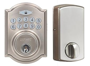 Defiant Electronic Deadbolt Single Cylinder Keyless Entry Satin Nickel ...