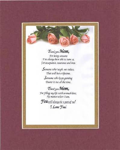 Amazon.com - Touching and Heartfelt Poem for Mothers - Thank You Mom ...