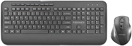 Promate Wireless Keyboard and Mouse Combo, Ergonomic Sleek 2.4Ghz Full ...