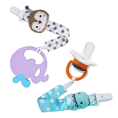 Entyle Pacifier Clips - 2 Pack Baby Pacifier Clip Holder for Boy and ...