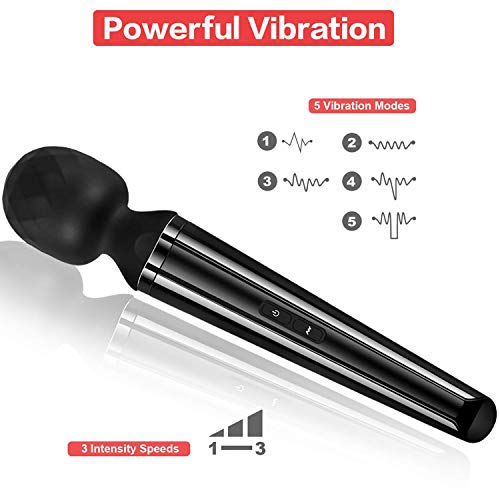 Cordless Wand Massager with 3 Powerful Speeds and 5 Vibration Modes for ...