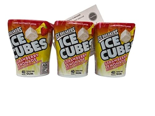 Ice Breakers Ice Cubes Sugar Free Gum, Strawberry Lemonade, 40 ct ...
