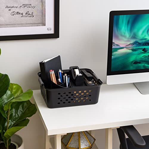 IRIS USA Plastic Storage Basket, 6-Pack, Medium, Shelf Basket Organizer ...