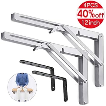 Amazon.com: Sumnacon Sturdy Folding Shelf Brackets - Heavy Duty White ...