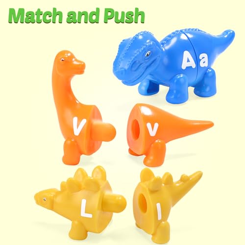 26 PCS ABC Matching Letters Dinosaur Toys, Double-Sided Alphabet Match ...