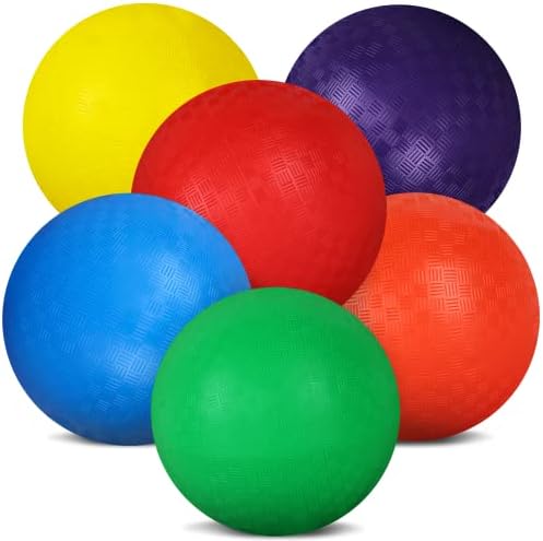 Hxezoc 6 Pack 8.5 Inch Playground Balls with 1 Hand Pump and 6 Portable ...