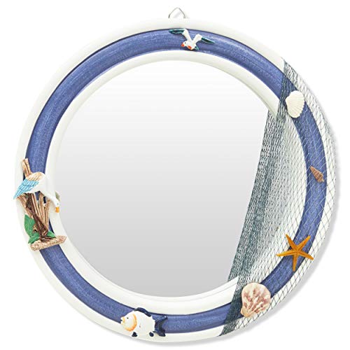 Juvale Round Nautical Mirror for Boat Home Decor (Dark Blue, 11.8 in ...