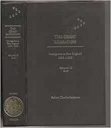 The Great Migration: Immigrants to New England, 1634-1635: robert ...