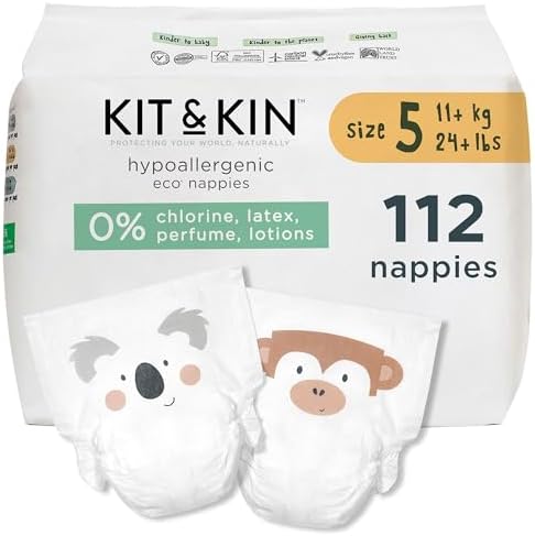KIT & KIN Baby Diaper Size 5, 11+Kg (4-Pack | 112 Counts) Flash Dry ...