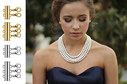 kcctoo 4 Pieces 2 Sizes Slide Clasp Lock for Necklace - Gold and Silver ...