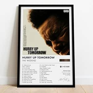 Waltractive The Weeknd Hurry Up Tomorrow Minimalist Album Tracklist Framed Poster with Official ...