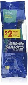 Amazon.com: Gillette Mens Sensor 2 Plus Disposable Razor (10 Count ...