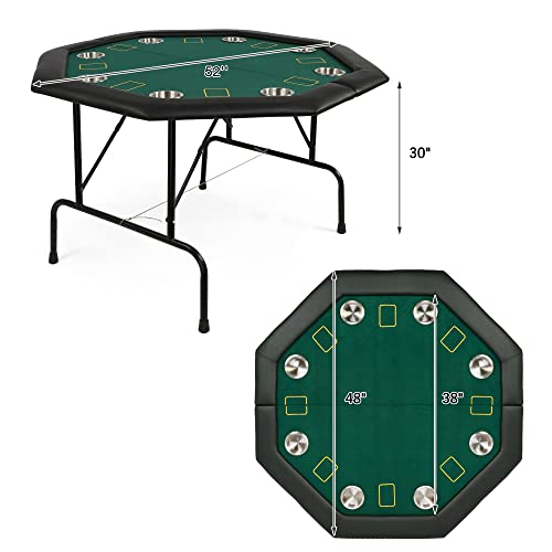 DC DICLASSE Foldable Poker Table, Octagon Card Table W/Stainless Steel ...