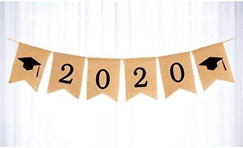 JUNICON Happy Graduation 2020 Burlap Banner, Rustic Vintage Burlap ...