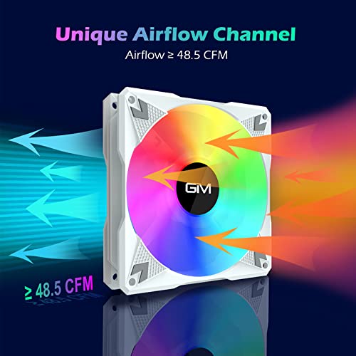 GIM RGB PC Fan 3 Pack 120mm,White RGB Case Fans 5V-3PIN Motherboard ...