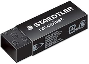 Amazon.com : STAEDTLER RASOPLAST BLACK PLASTIC RUBBER ERASER [PACK of 3 ...