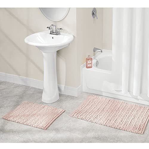 mDesign Bathroom 3 Piece Rug Set - 100% Cotton, Water Absorbent Bath ...