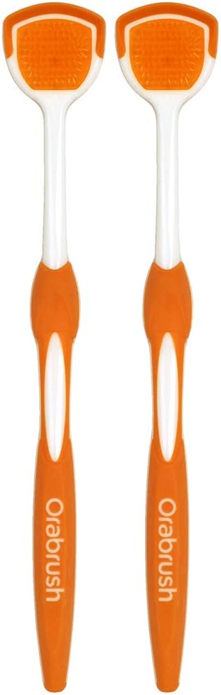 Orabrush Tongue Cleaner | Helps Cure Bad Breath | 2 Tongue Scrapers ...