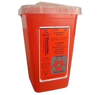 Biohazard Container, Medium, 2 Gallon, Red, 2 per Case: Amazon.com ...