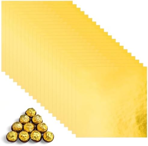 Toyosport Gold Foil Candy Wrappers for Chocolate, 100 Sheets of 7.9 x 7 ...