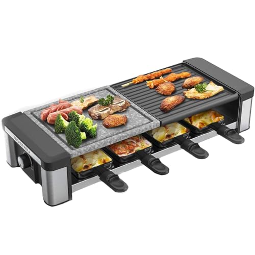 GIVENEU Raclette Grill, Electric Indoor Grill Table Portable, 2 in 1 ...