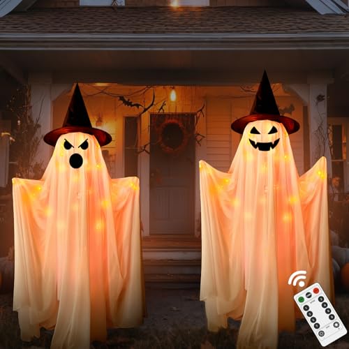 Halloween Decorations Outdoor Indoor- 2 Packs Large Light-Up Spooky ...