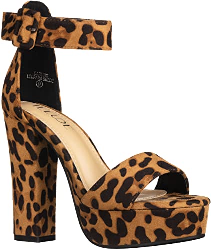 ILLUDE Women's High Heel Platform Sandals Ankle Strap Chunky Heel Sexy ...