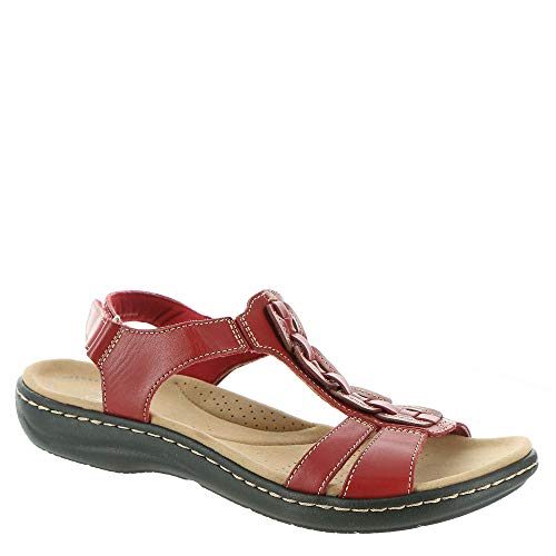 Clarks Women's Laurieann Kay Flat Sandal Red Leather 7.5 Wide for sale ...