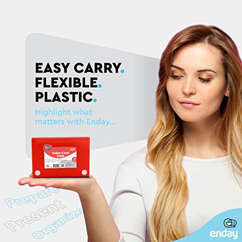 Index Card Holder Red, 3x5 Note Flash Card Organizer Case, File Box ...