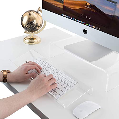 Homeries Acrylic Monitor Riser & Keyboard Stand for Home, Office ...