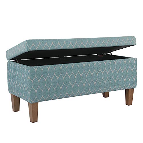 HomePop Large Upholstered Rectangular Storage Ottoman Bench with Hinged ...