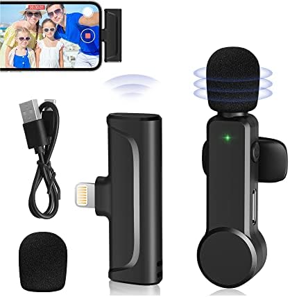 Wireless Lavalier Microphone for iPhone iPad,Plug and Play Auto-Sync ...