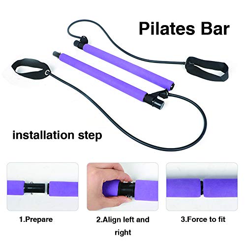 TTCB Portable Yoga Pilates Bar Kit, Pilates Equipment with Resistance ...