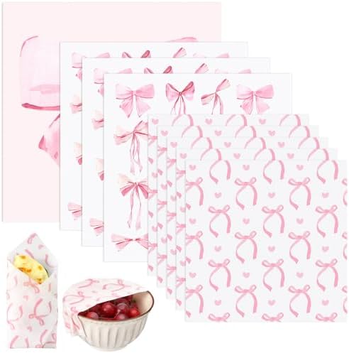 SmoothNovelty 9 Pack Pink Bow Reusable Beeswax Wrap Coquette Beeswax ...