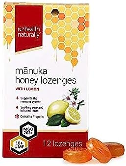 NZ HEALTH Naturally Manuka Honey Lozenges with Lemon | 12 Lozenges ...