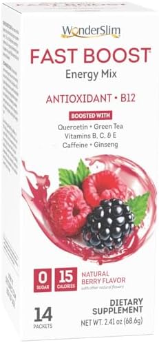 WonderSlim FAST BOOST Energy Drink Mix with B12, Berry, Multivitamins ...