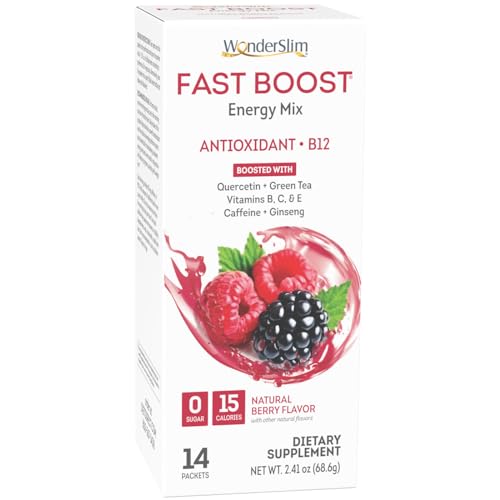 WonderSlim FAST BOOST Energy Drink Mix with B12, Berry, Multivitamins ...