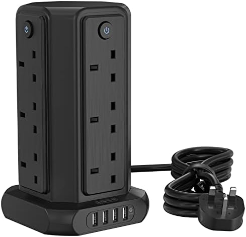 Power Strip Tower with USB, NTONPOWER 1080J Surge Protector Tower with ...
