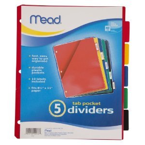 Mead 12 Pack Of Tab Dividers With Pocket (20038): Amazon.co.uk: Office ...